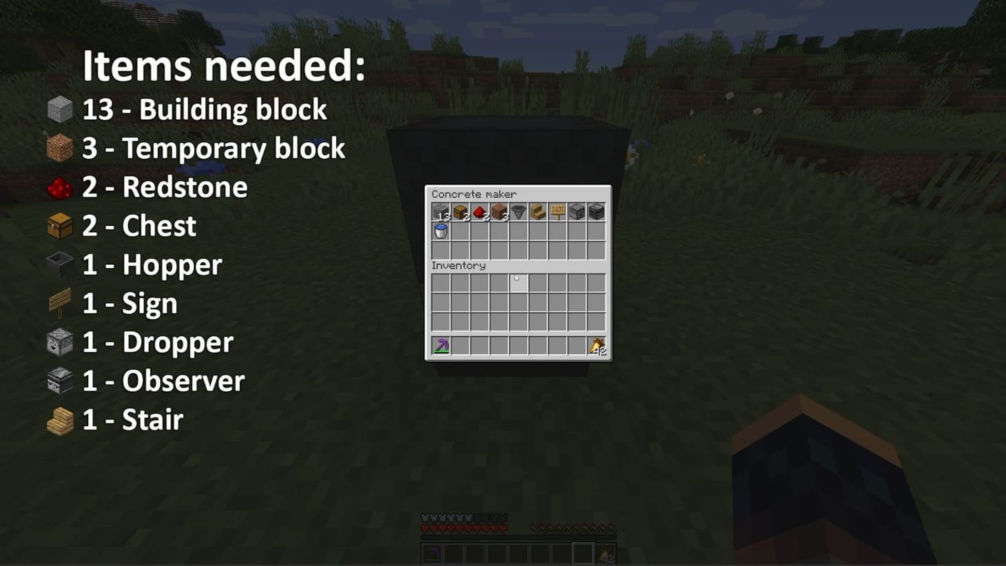 How to build automatic concrete maker in Minecraft