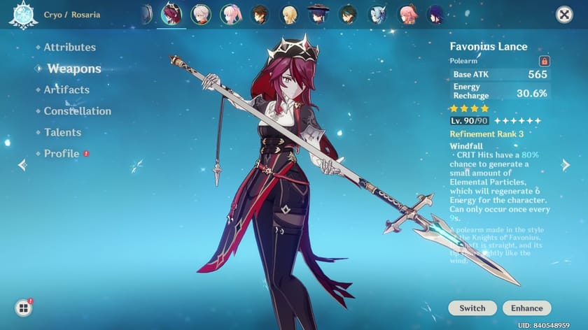 Best Rosaria build in Genshin Impact: Artifacts, weapons, and team role