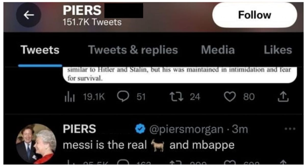 Piers Morgan hacked: Shocking tweets about The Queen, Messi and Ed ...