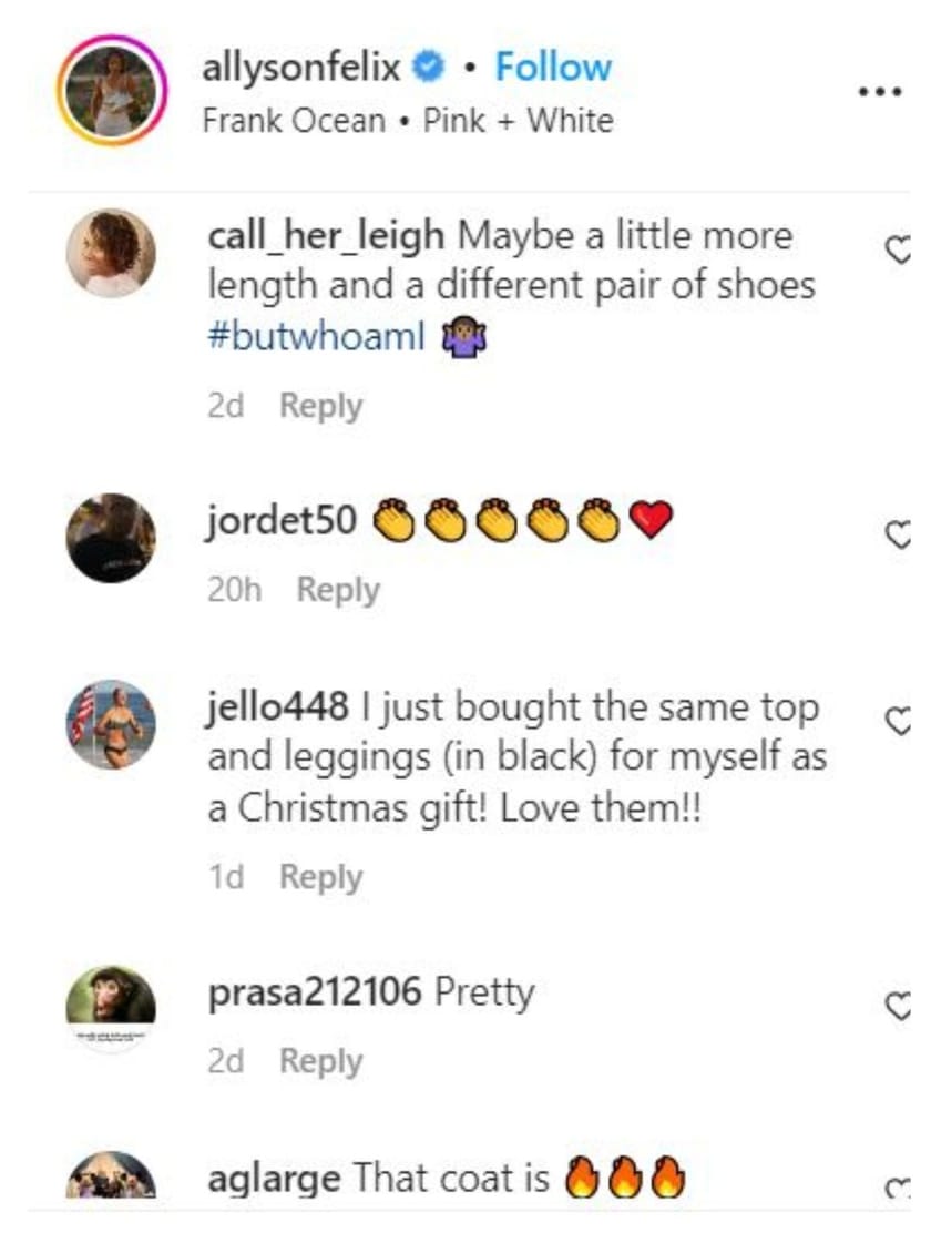 “Stunning” – Fans react to Allyson Felix’s ‘cozy’ winter look change