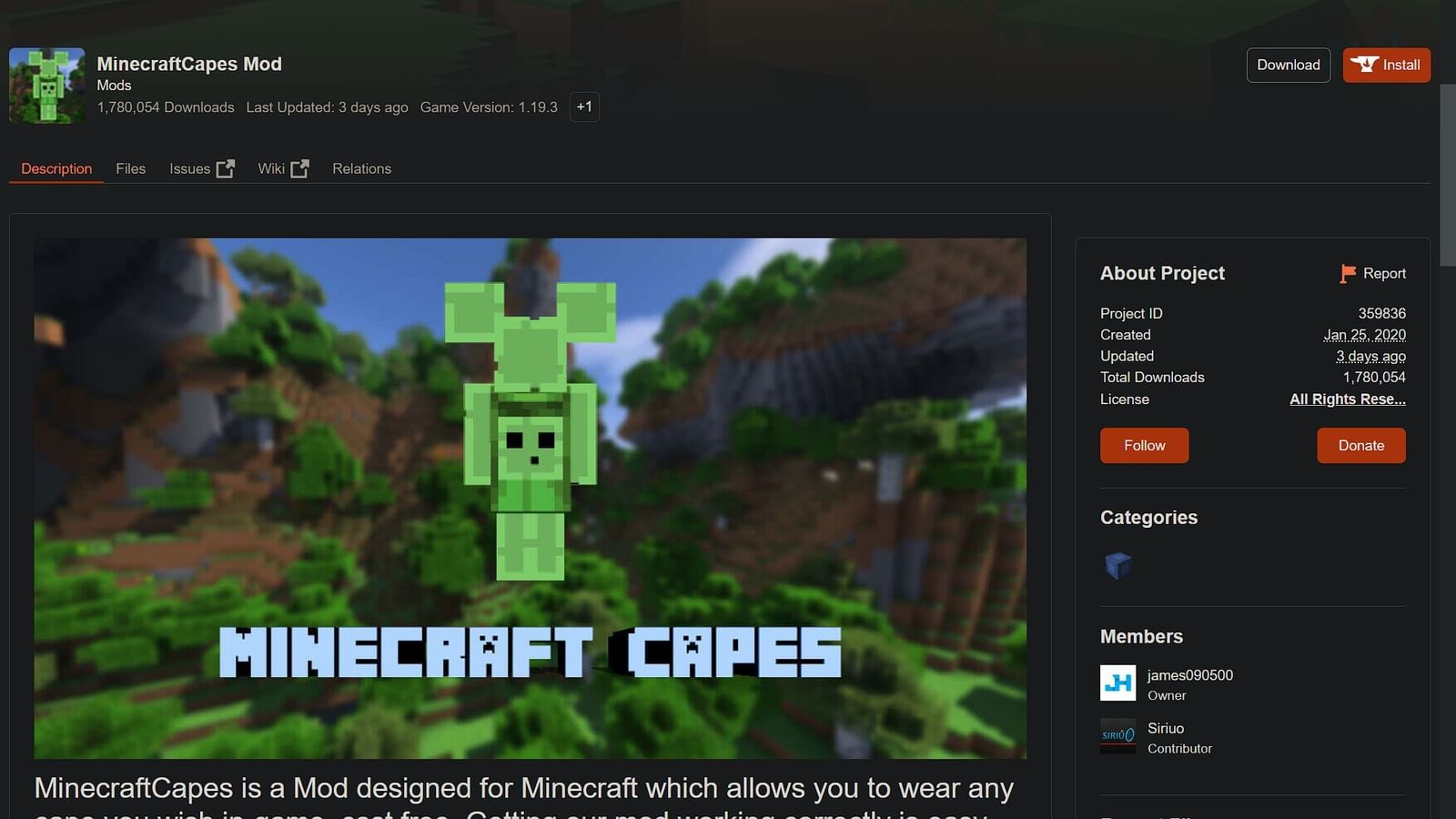 How to get Minecraft capes using mods