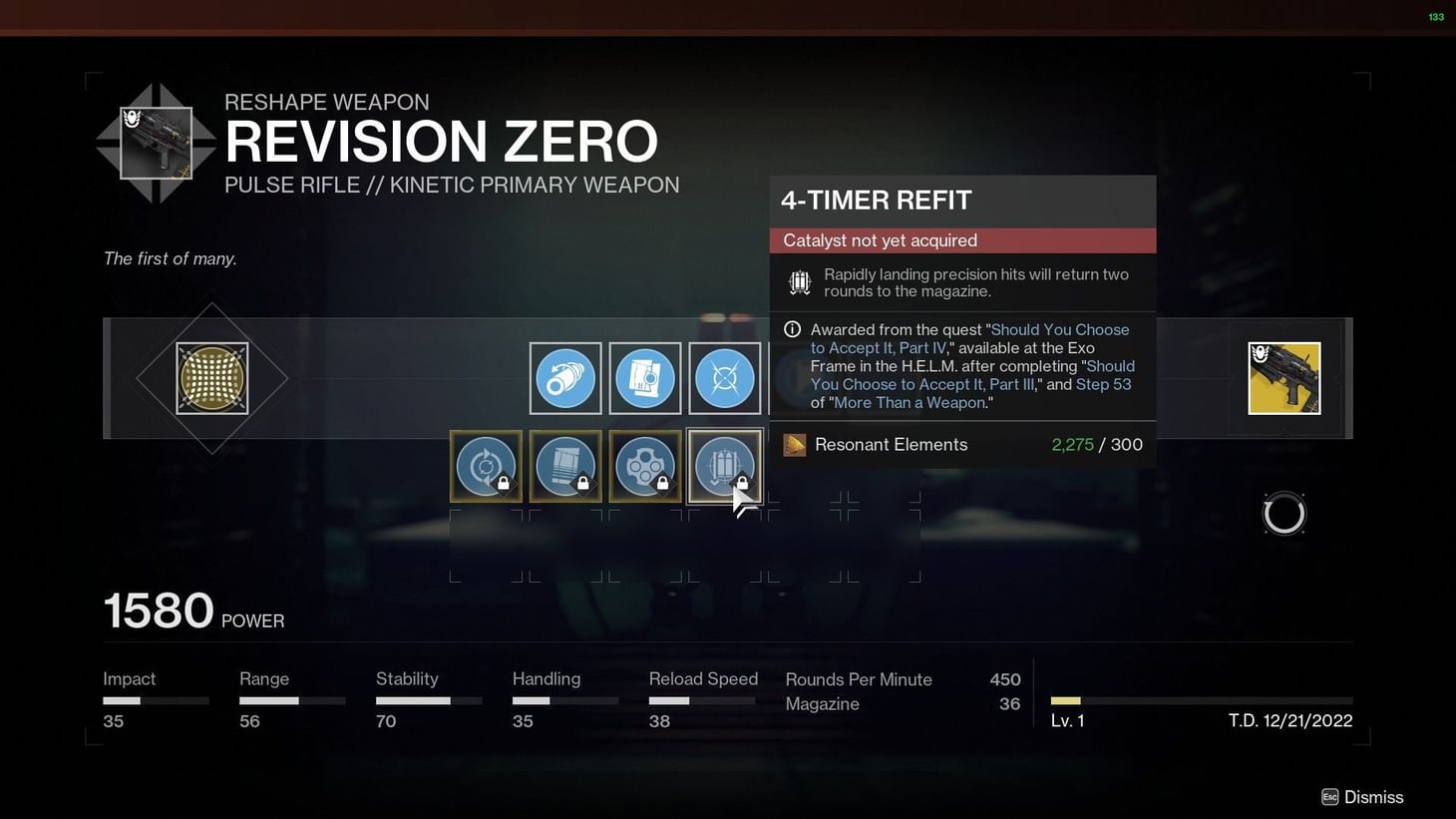 Destiny 2 Revision Zero guide: How to use, Exotic perks, and more