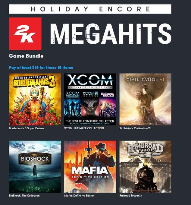 Humble Bundle 2K Megahits Holiday Encore - Get games like Borderlands 3 and Xcom at an ...