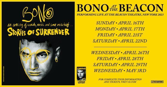 Stories of Surrender Tour: Bono Stories of Surrender Tour 2023: Tickets ...
