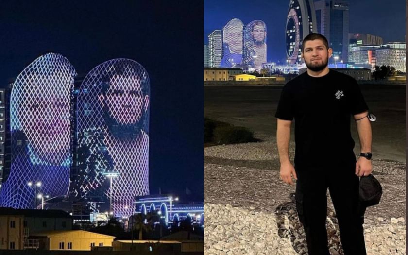 Images of Khabib Nurmagomedov and his late father appear on Twin Towers ...