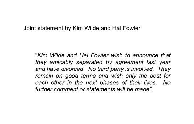 Kim Wilde and Hal Fowler relationship expired as couple announce ...