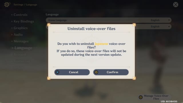 How to uninstall Genshin Impact voice-over languages to reduce game size