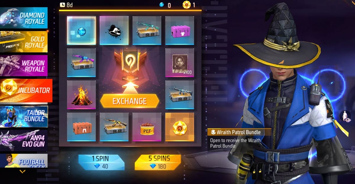 New Mythic Incubator in Free Fire provides Wraith Patrol Bundle and ...