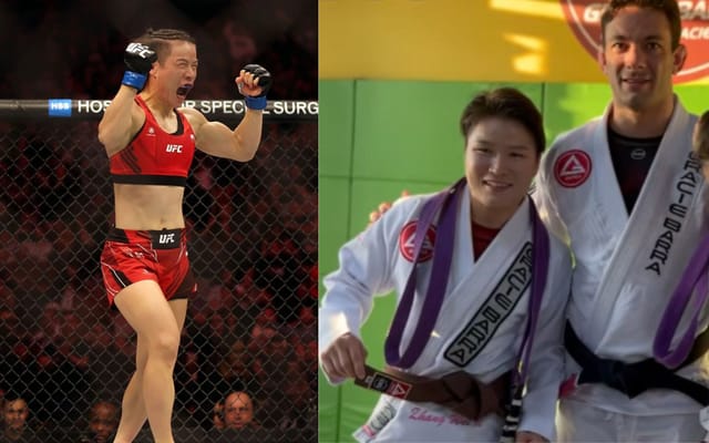 UFC strawweight champion Zhang Weili celebrates earning BJJ brown belt ...