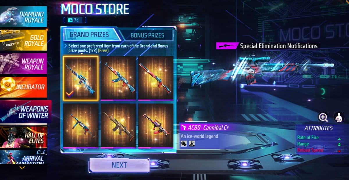 Free Fire Moco Store: How to get Cannibal Crush AC80 and more (MAX version)