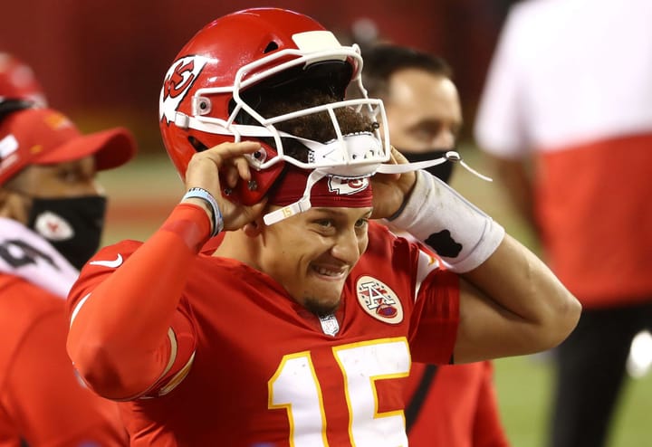 Why does Patrick Mahomes wear his helmet so high, and why is it so big?
