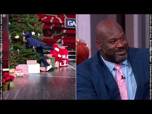 Shaquille O’Neal dives headfirst into Christmas tree after Ernie ...