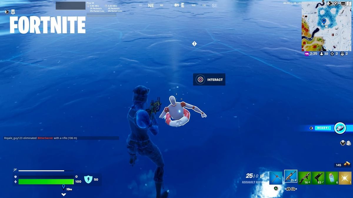 Fortnite: How to rescue training dummies in the water