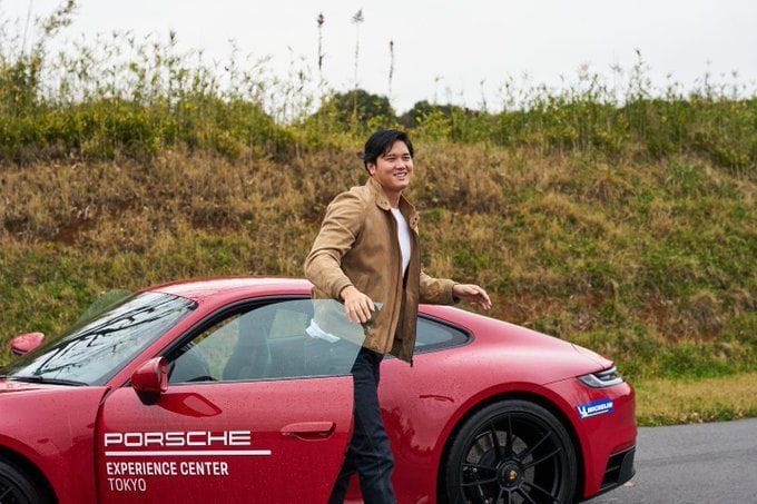 In pictures: MLB superstar Shohei Ohtani tests out Porsche 911 Carrera ...
