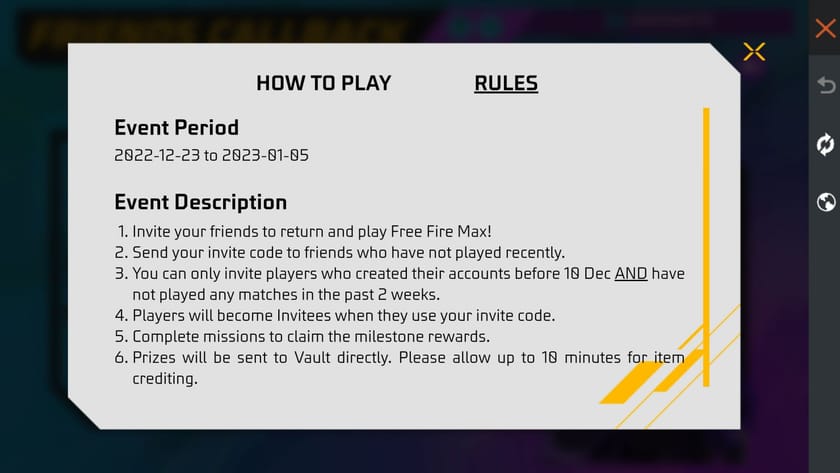 Free Fire MAX Friend Callback event guide: How to get free Incubator vouchers and other rewards