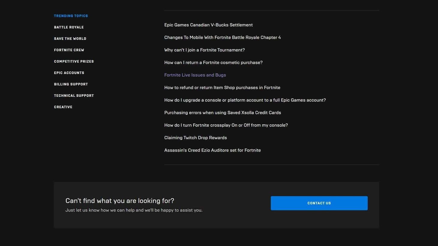How to contact Epic Games support for Fortnite as of 2023