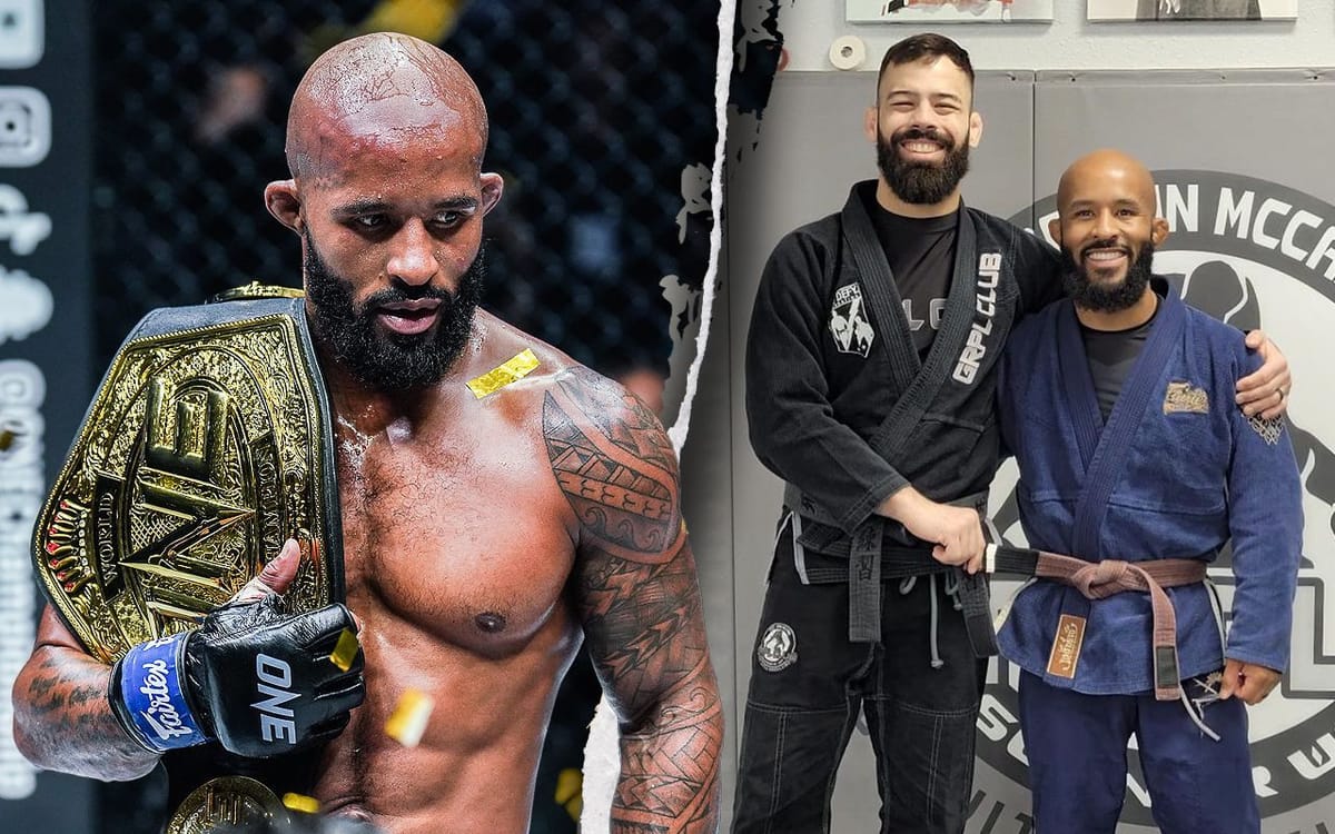 Demetrious Johnson receives his first stripe as a BJJ brown belt