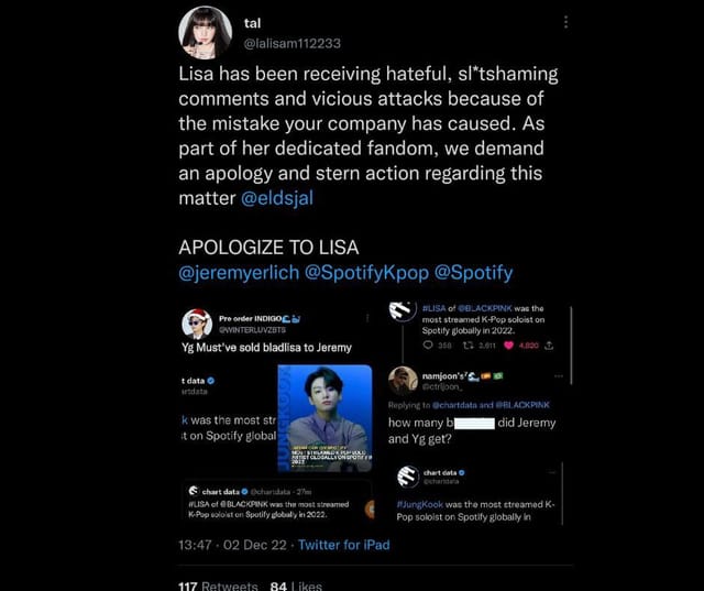 Apologize to Lisa trend explained as Spotify blunder leaves fans enraged