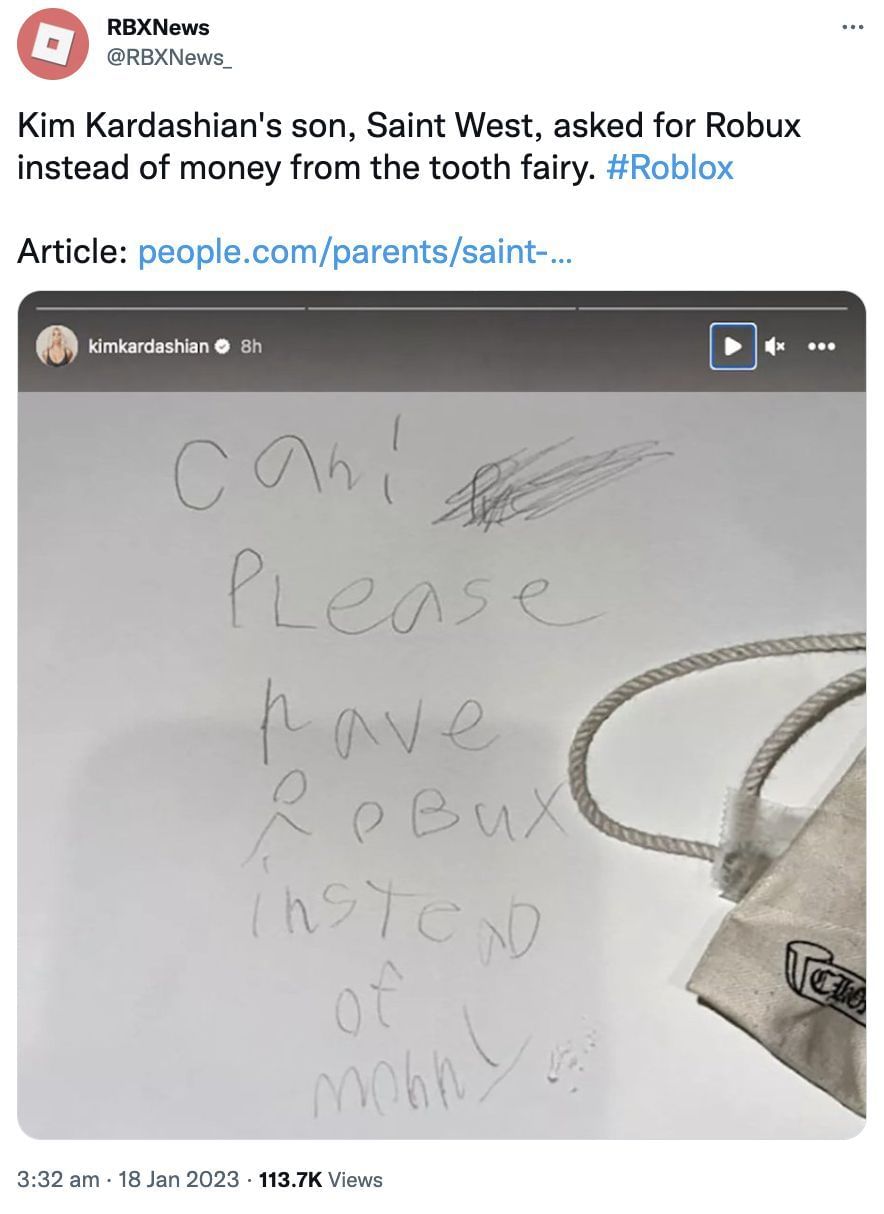 Roblox fans and popular YouTuber react to Kim Kardashian's son Saint ...