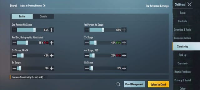 Best sensitivity settings for BGMI in 2023
