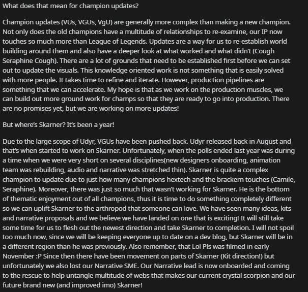 Developer Riot Lexical provides an update on state of the League of ...