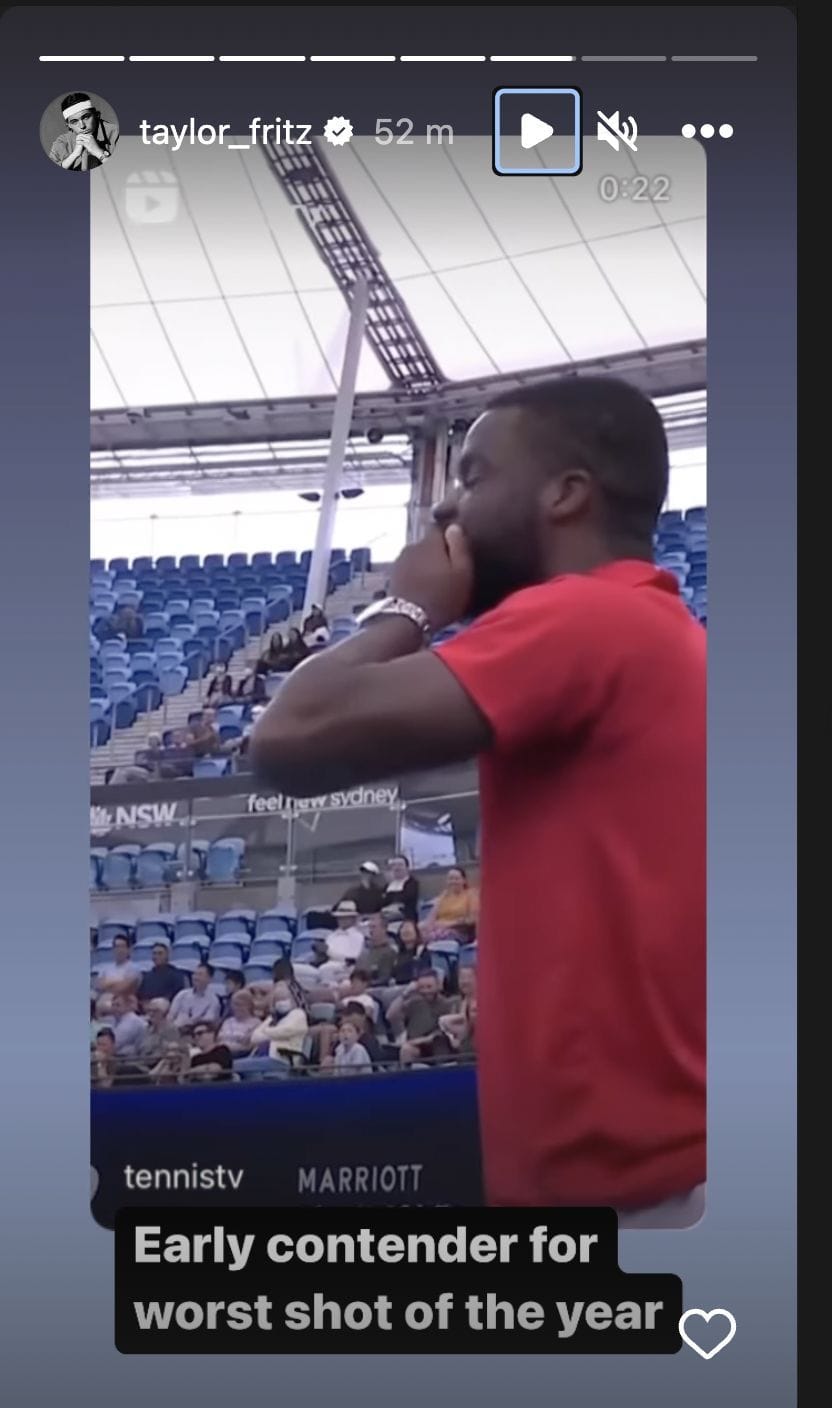 Taylor Fritz reacts to his own serve at United cup, calls it "early ...