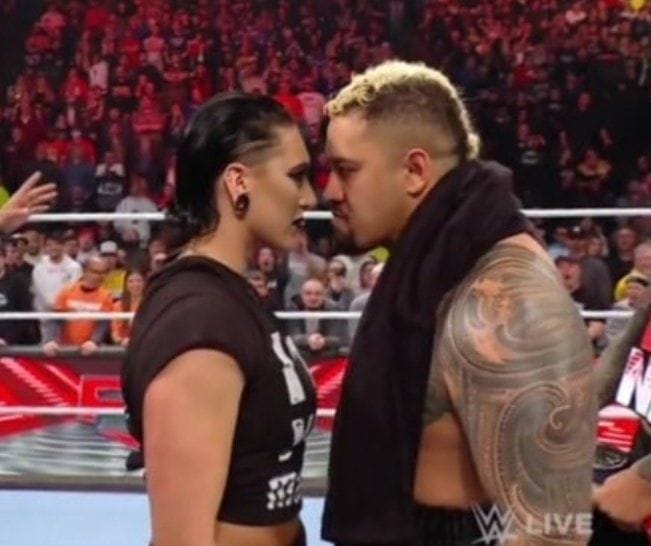 "Would be a banger of a match" - Twitter erupts after Rhea Ripley steps up to a Bloodline member ...