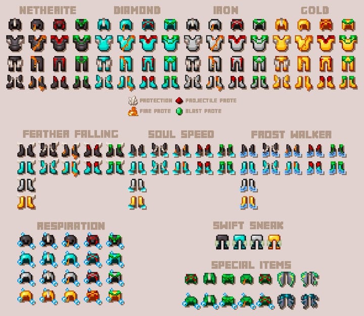 Minecraft player adds magic to armor with enchanting-inspired designs
