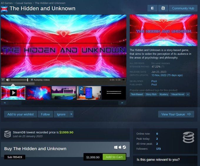 The Hidden and Unknown - The $2000 game on Steam whose developer wants ...