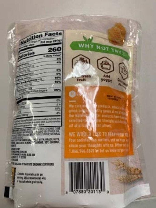 Garden of Light Oat & Honey Organic Granola recall: reason, UPC code ...