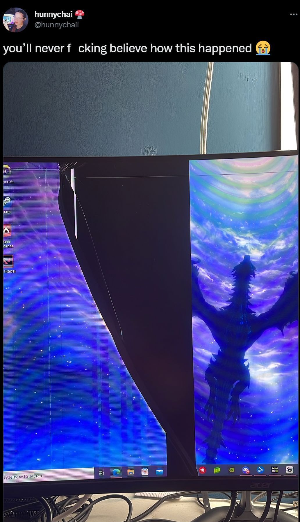 "Your window fell bro": Twitch streamer's monitor breaks after window ...