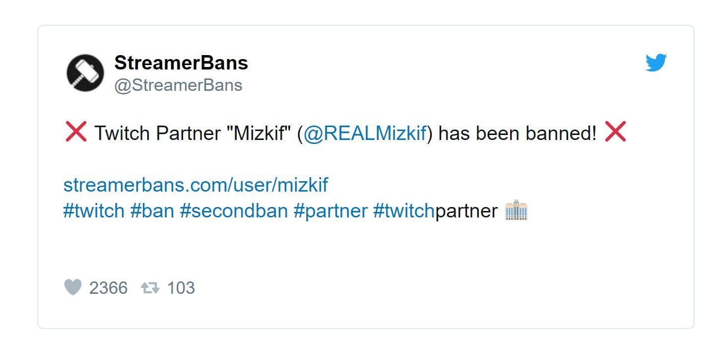 Why was Mizkif banned on Twitch?