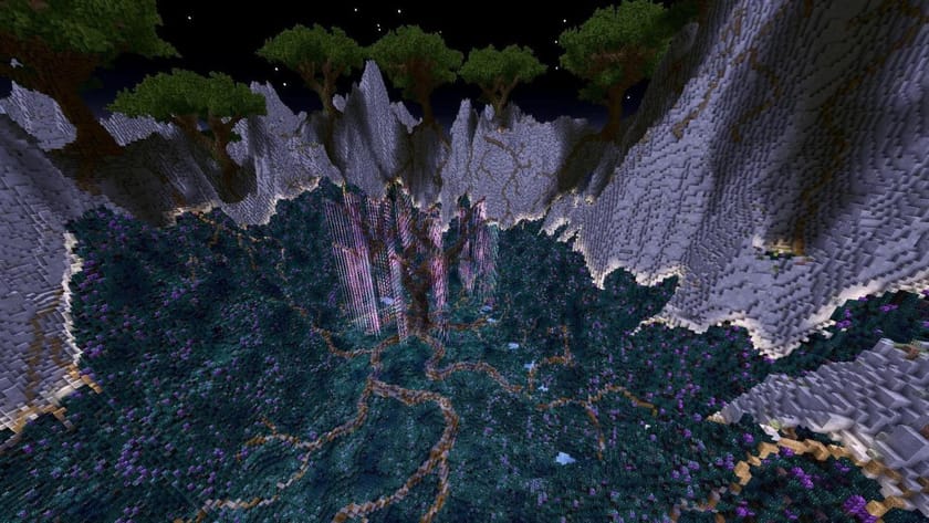 Minecraft player builds Tree of Souls from Avatar