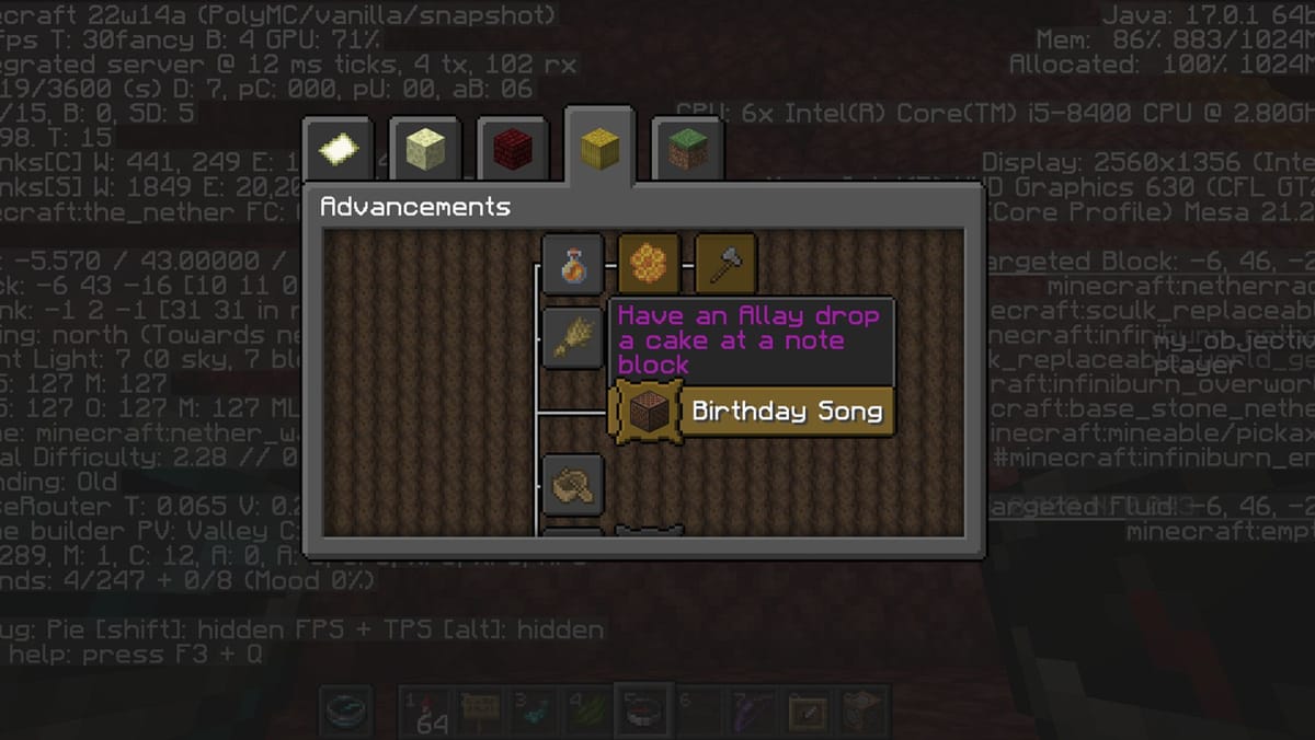 How to get Birthday Song advancement in Minecraft