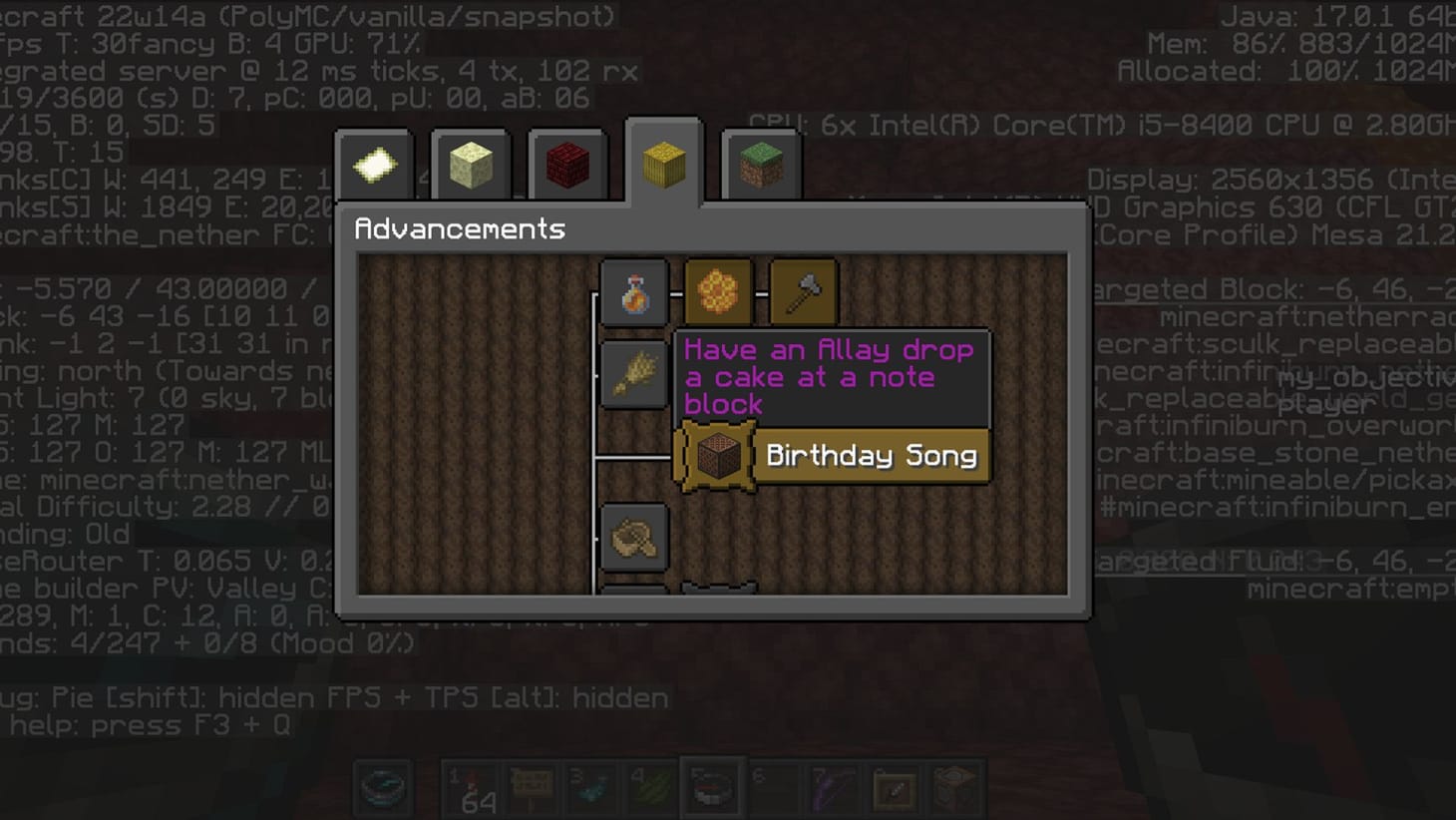 How to get Birthday Song advancement in Minecraft