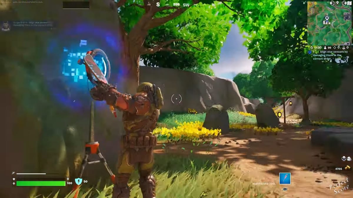 How to align the Star Sensors by damaging them in Fortnite Chapter 4