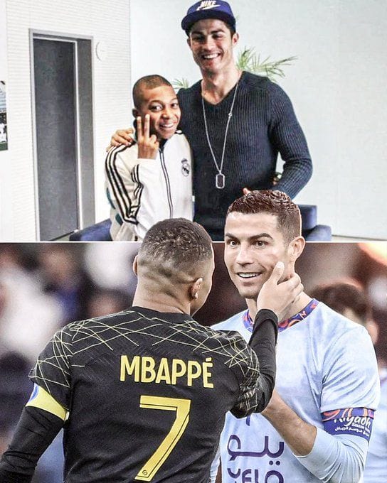 Kylian Mbappe checks bruise on Cristiano Ronaldo’s face after getting ...