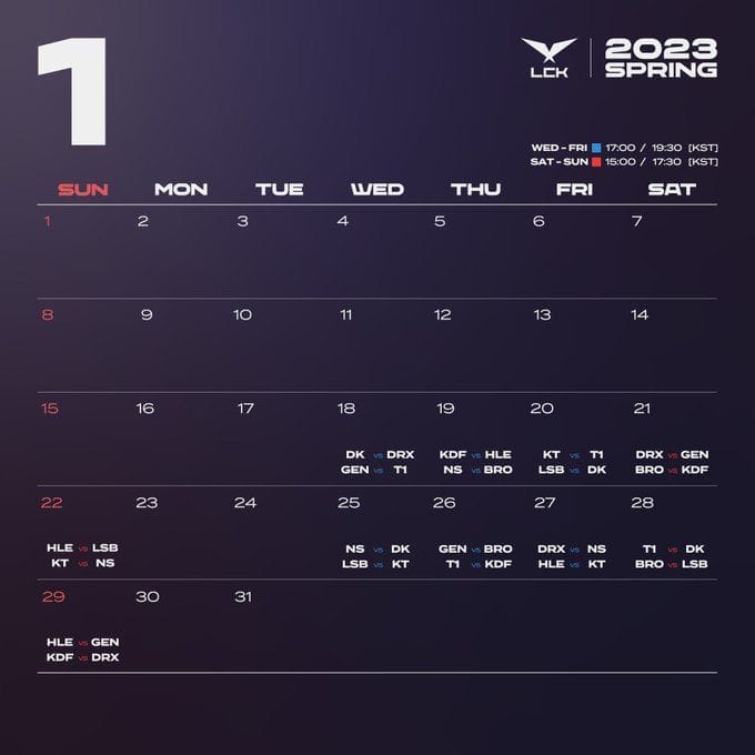 League of Legends LCK 2023 Spring Split: Starting date, schedule for January, and more
