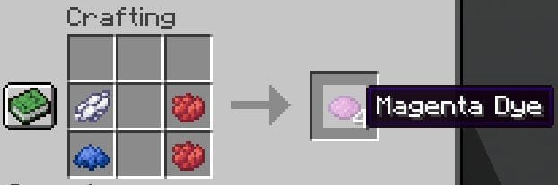 Dye Recipes in Minecraft