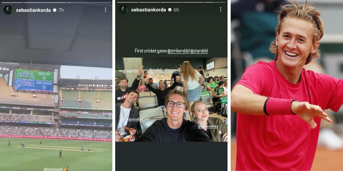 Sebastian Korda attends his first-ever cricket match between Adelaide ...