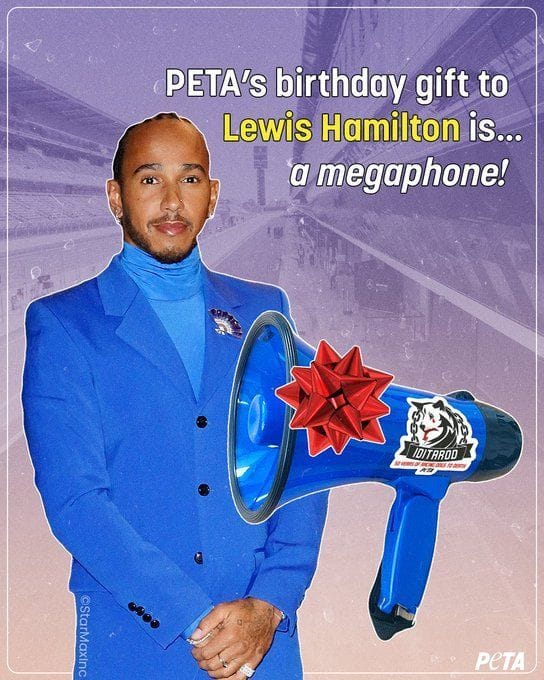 Lewis Hamilton receives megaphone from PETA as birthday gift to raise ...