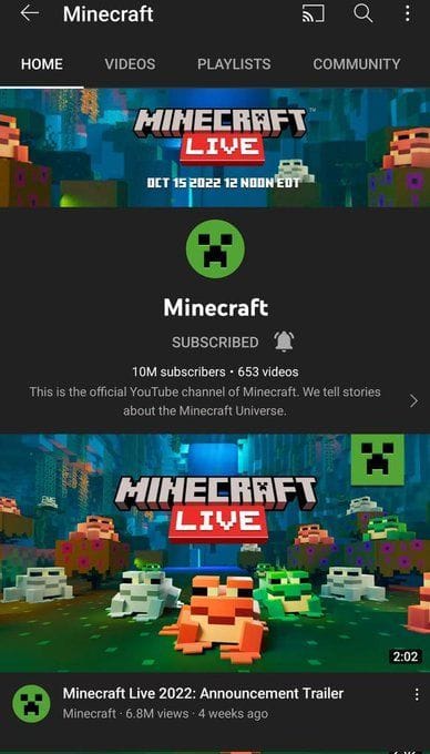 Minecraft YouTube channel hits milestone of 10 million subscribers
