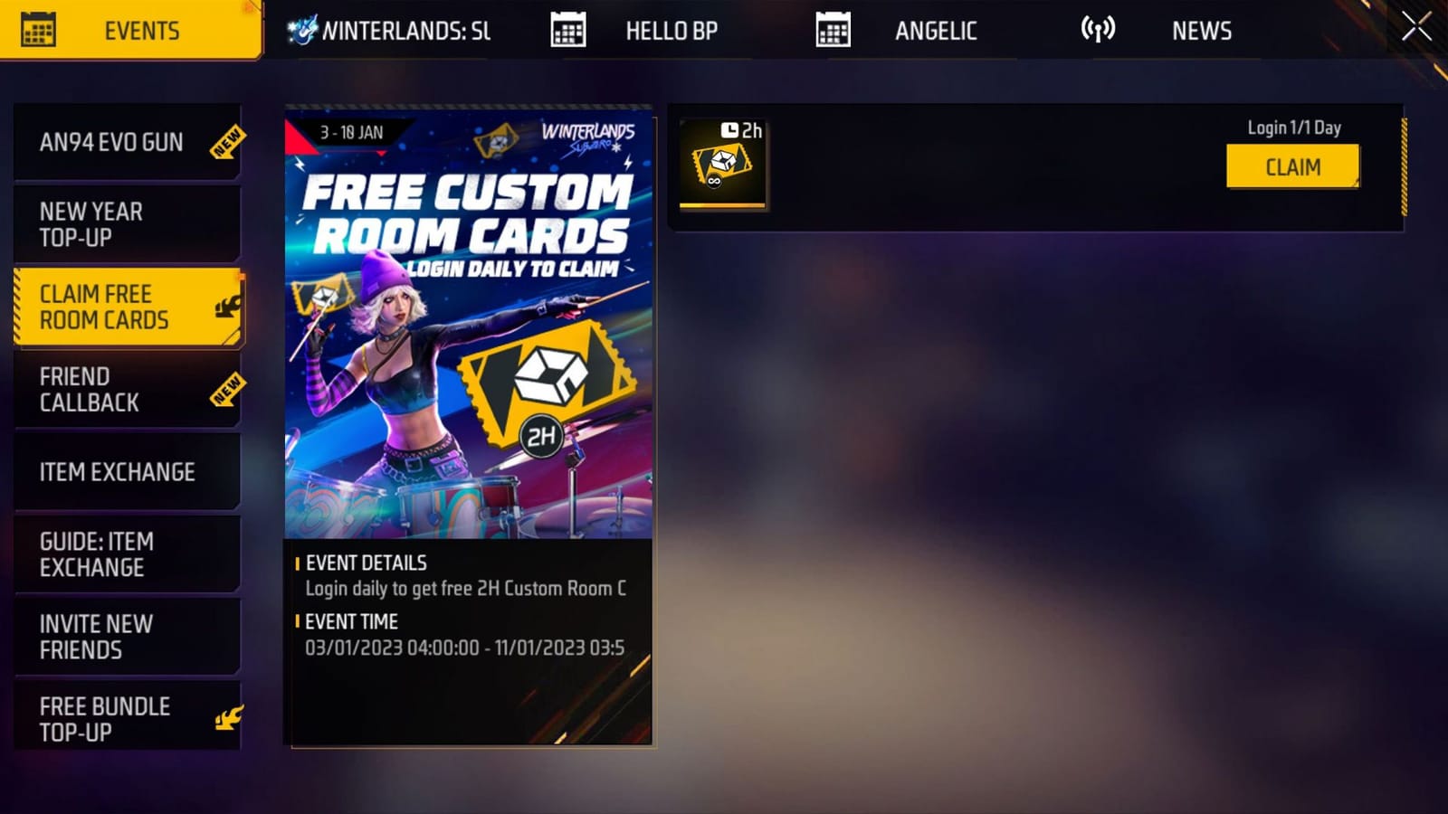 How to get free Room Card in Free Fire MAX this week