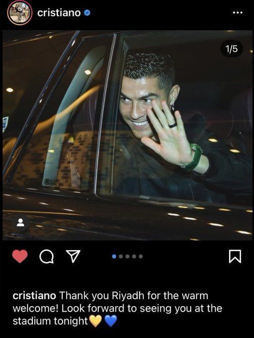 “Look forward to seeing you at the stadium tonight” - Cristiano Ronaldo sends message to Al ...