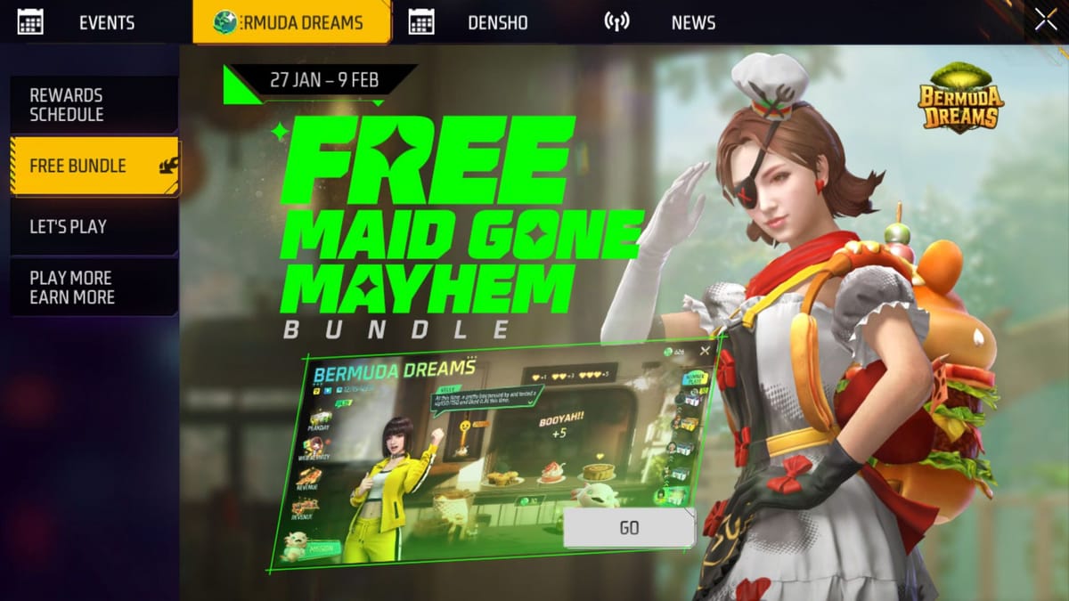 Free Fire Bermuda Dreams event rewards for today: Get Maid Gone Mayhem ...