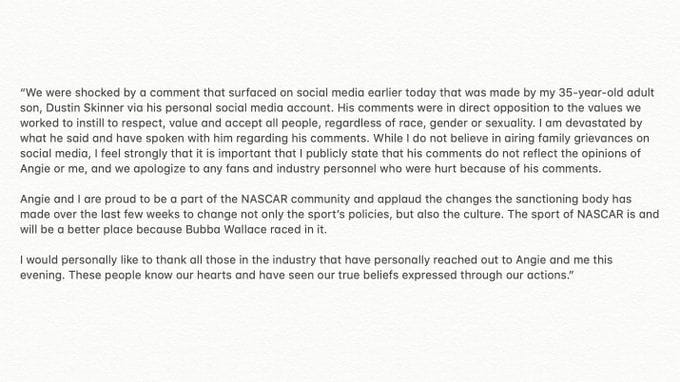 What did Dustin Skinner say about Bubba Wallace Jr.?