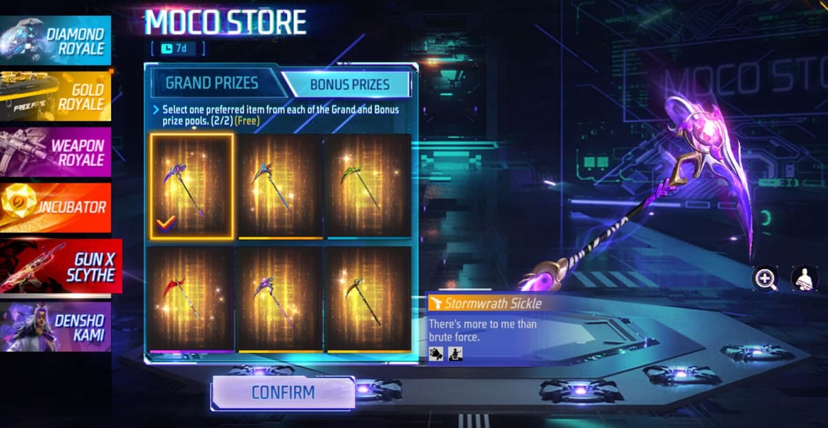 How to get Nightfire Kami SCAR and Stormwrath Sickle from Free Fire MAX ...