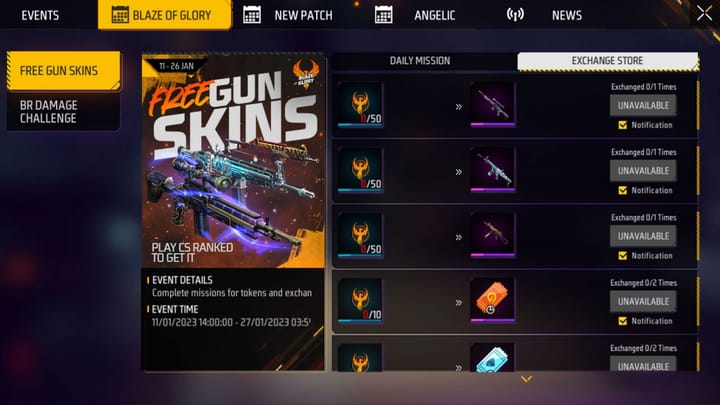 How to get free permanent gun skins in Free Fire MAX