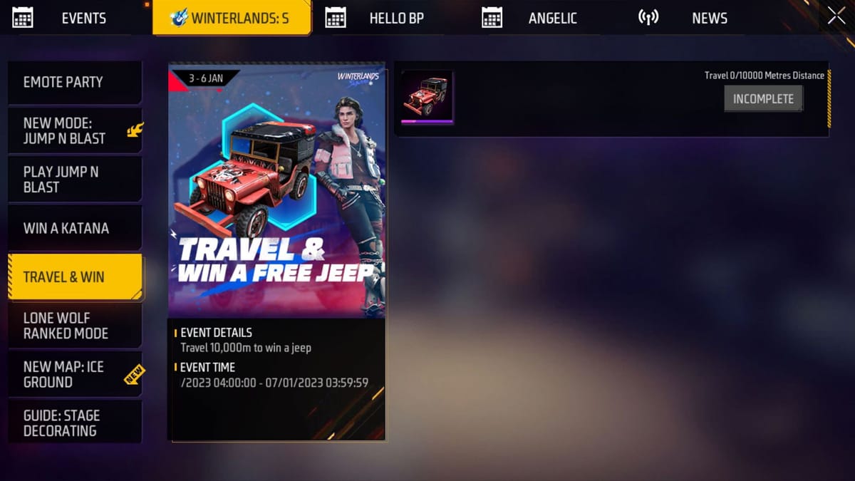 New Free Fire MAX event provides free Rockin’ Festival Ride Jeep