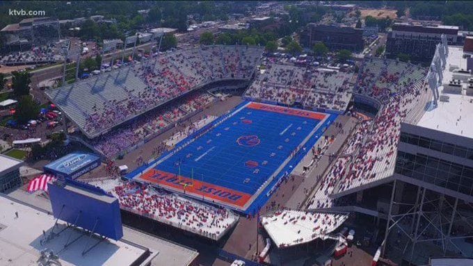 Why does Boise State's Albertsons Stadium have blue turf?